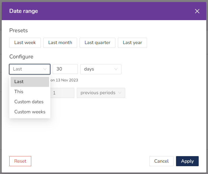 Which date settings to use for automatic reports